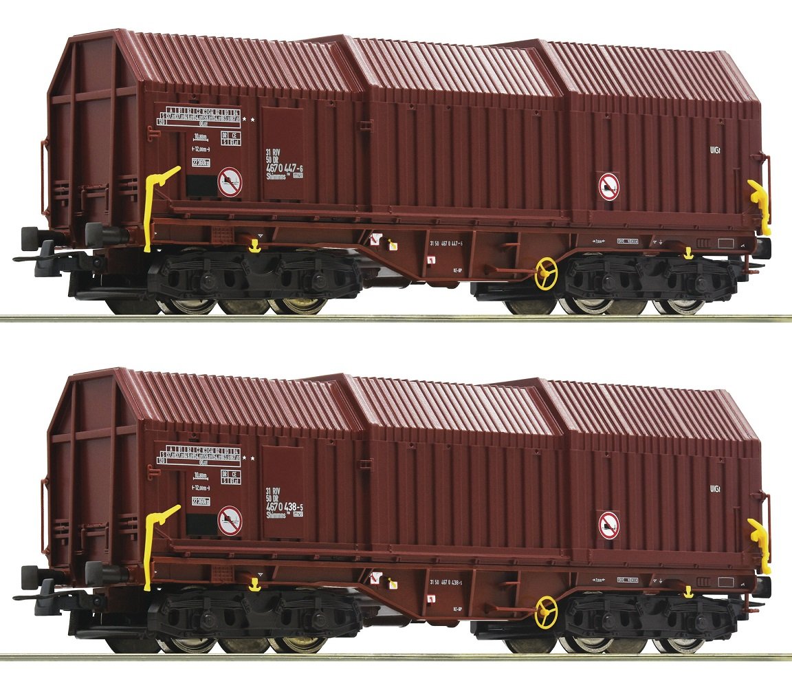 ROCO 76042 Set mit 2 Teleskophaubenwagen Bauart Shimmns DR Ep.IV Spur, 64,90
