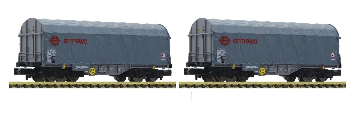 FLEISCHMANN Set mit 2 Schiebeplanenwagen, Bauart Shimms ERMEWA Ep.VI , 53,90