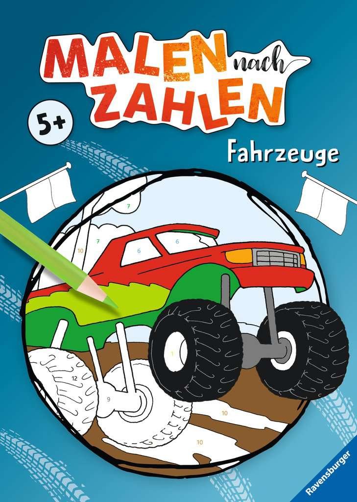 RAVENSBURGER 41726 Malen nach Zahlen ab 5: Fahrzeuge Buch, 4,99