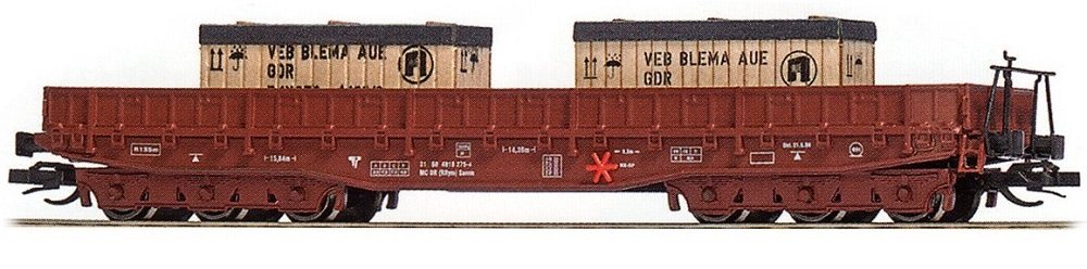 BUSCH 31163 Flachwagen Samm 4818 mit 2 Holzkisten DR Ep.IV Spur TT, 54,99