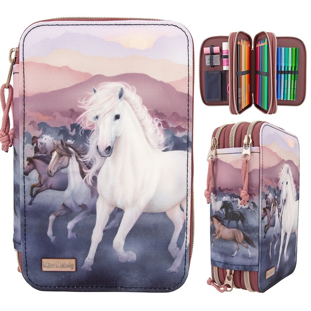 DEPESCHE 12511 Miss Melody 3 Fach Federtasche NIGHT HORSES, 34,99