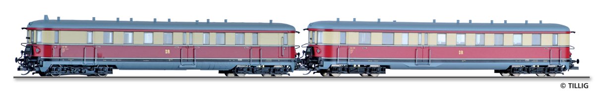 TILLIG Triebwagen VT 137 mit Steuerwagen VS 145 der DR Ep.III 02857 S ...