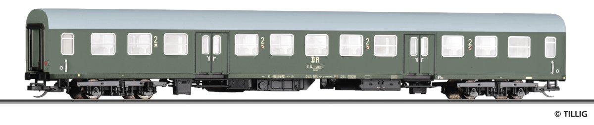 TILLIG Reisezugwagen 2. Klasse Bmhe der DR mit 2. Betriebsnummer Ep I ...